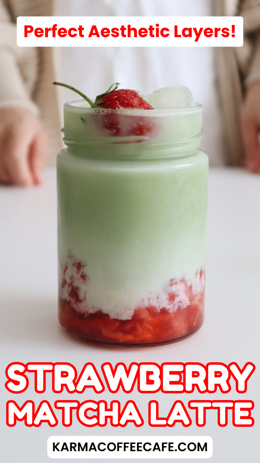 Refreshing Strawberry Matcha Latte With Perfect Aesthetic Layers